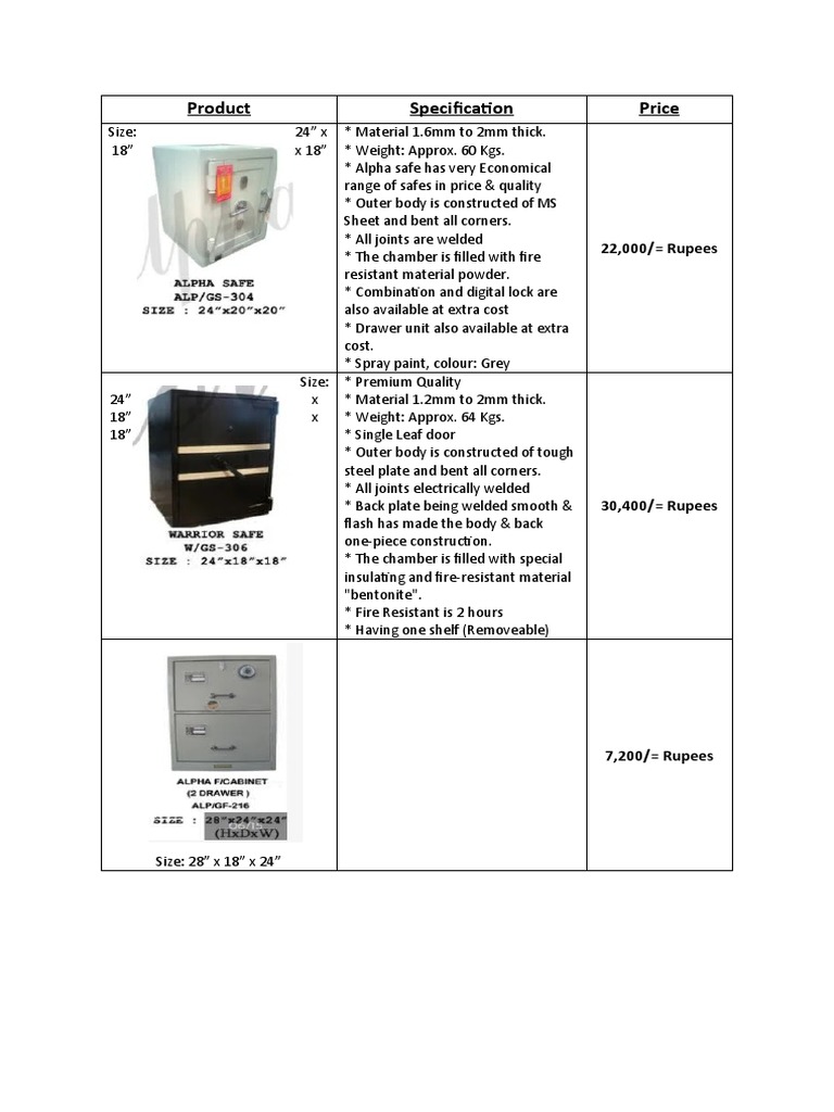 Product Specification Price: 22,000/ Rupees | Download Free PDF ...