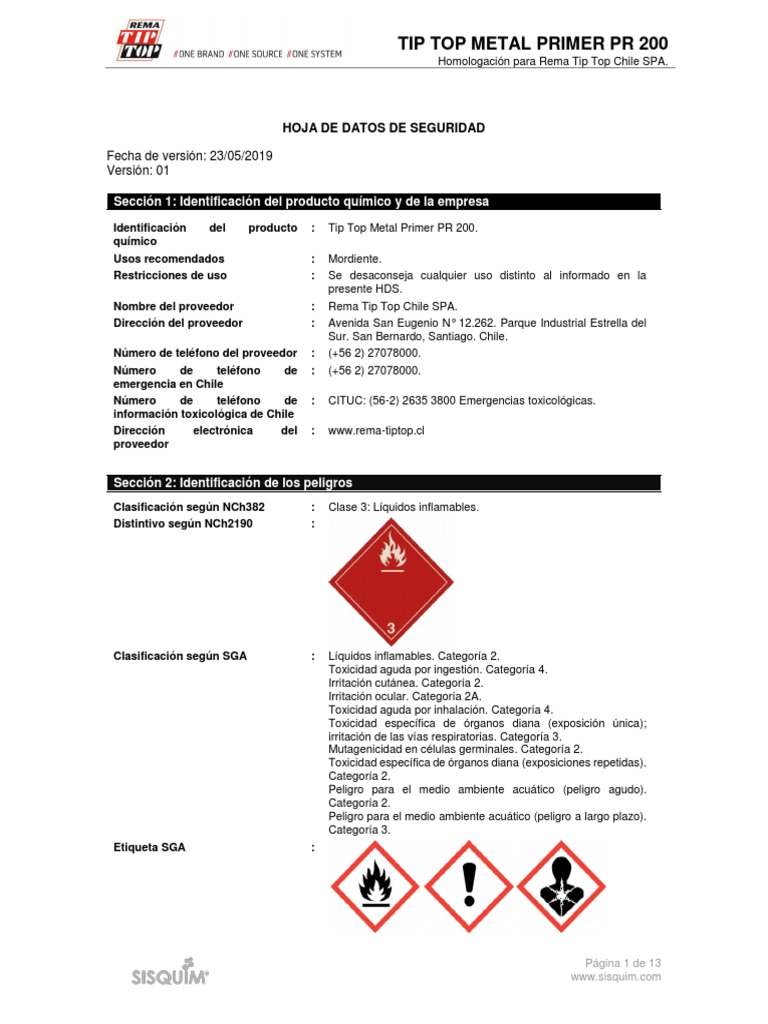 Metal Primer PR 200 | PDF | Hidrógeno | Dióxido de carbono