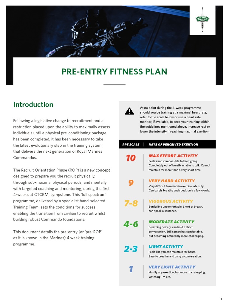 Pre-Entry Fitness Plan: Max Effort Activity | Download Free PDF ...