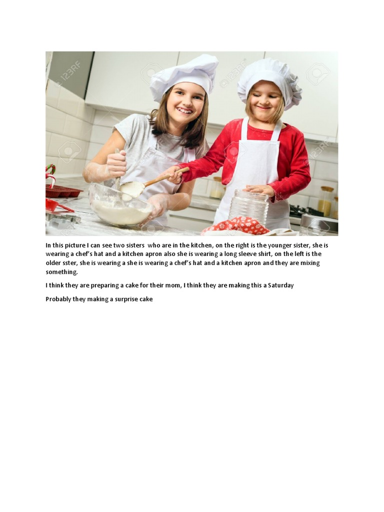 In This Picture I Can See Two Sisters Who Are in The Kitchen | PDF