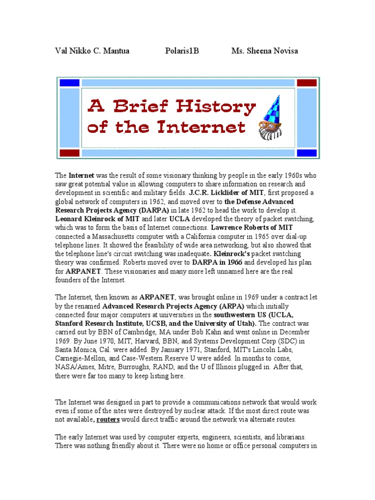 Breif History of Internet | PDF | Network Protocols | Internet