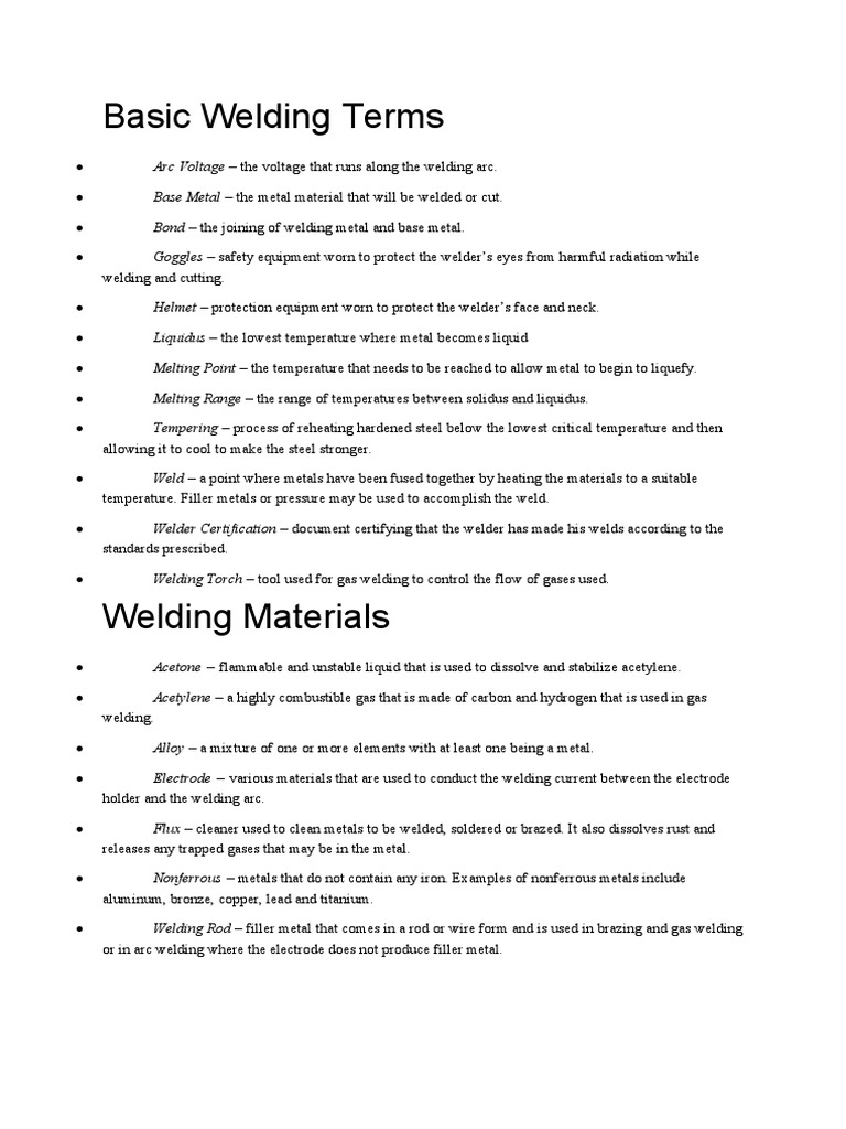Basic Welding Terms | Download Free PDF | Welding | Construction