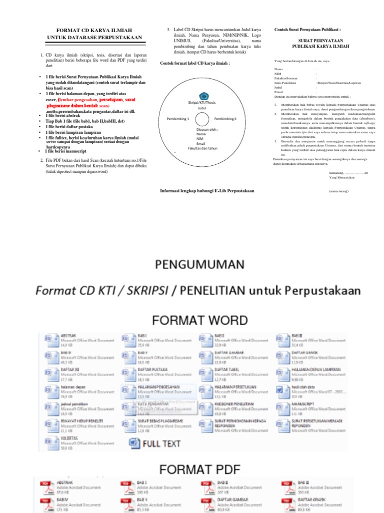 Panduan Pengumpulan Format CD Skripsi, KTI | PDF