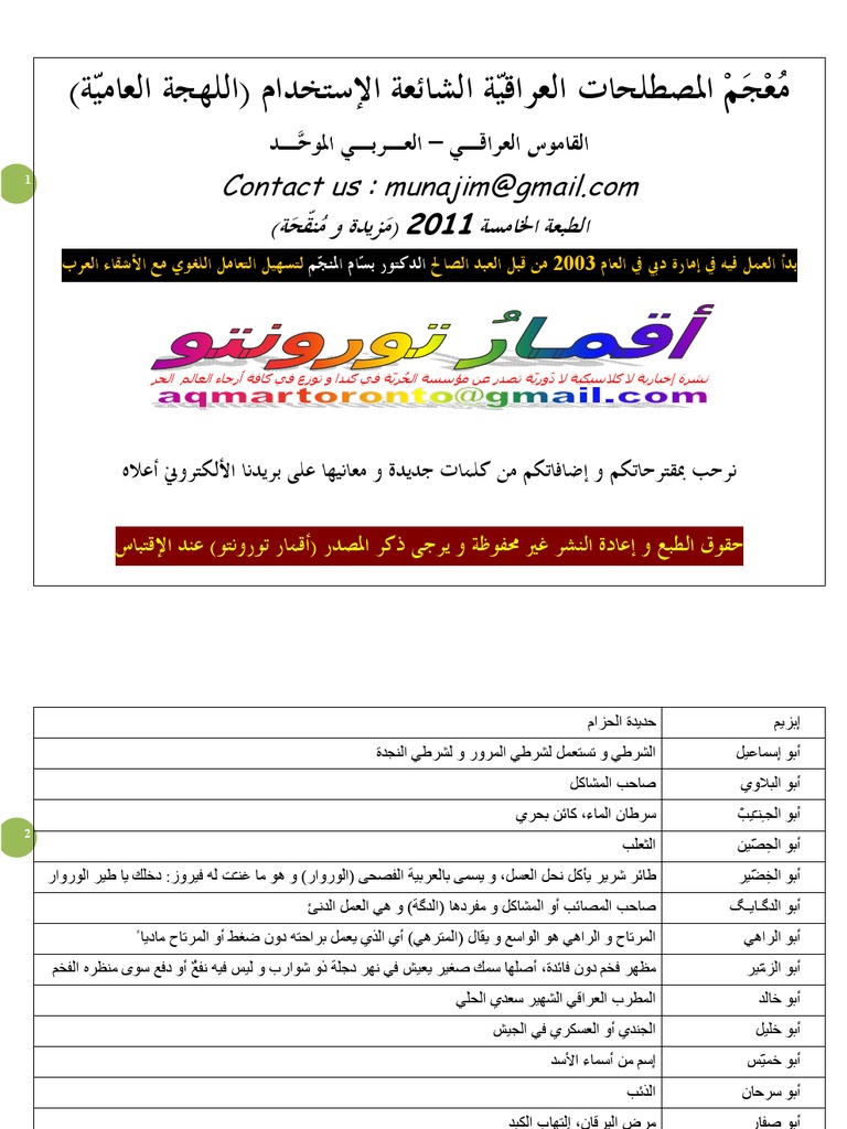 Iraqi Arabic Dictionary | PDF