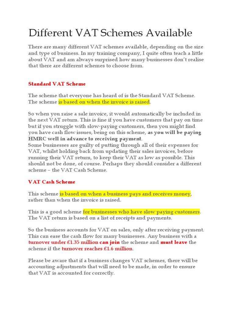 Overview of UK VAT Schemes | PDF | Value Added Tax | Invoice