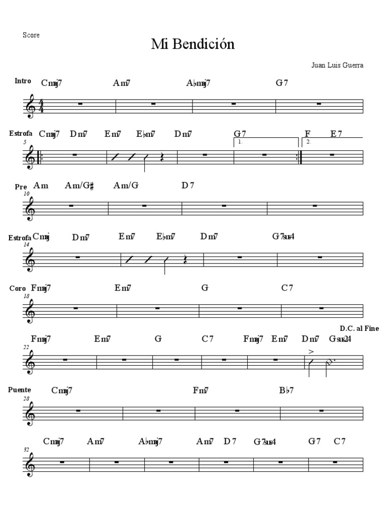 Mi Bendición - Juan Luis Guerra Tono Original | PDF Mi Bendición - Juan Luis Guerra Tono Original | PDF