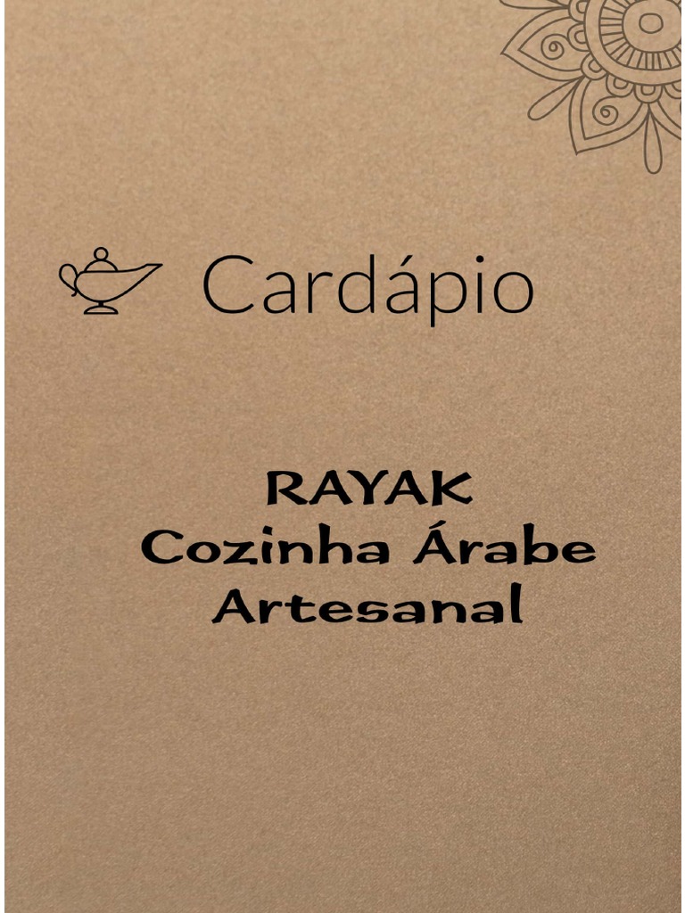 Cardápio Rayak Cozinha Árabe | PDF