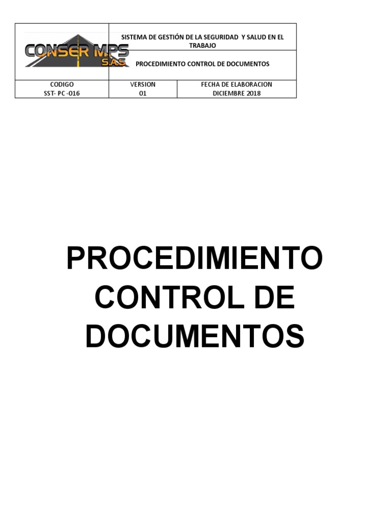 Procedimiento Control de Documentos | PDF | Gestión de registros | Documento