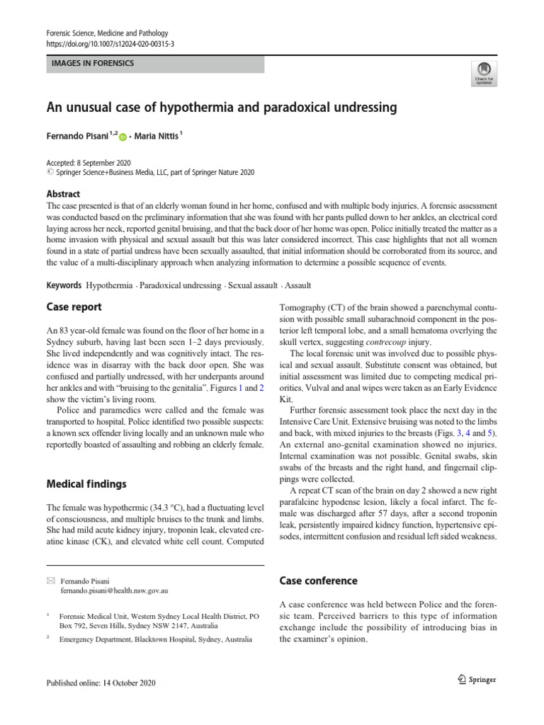 An Unusual Case of Hypothermia and Paradoxical Undressing | PDF ...