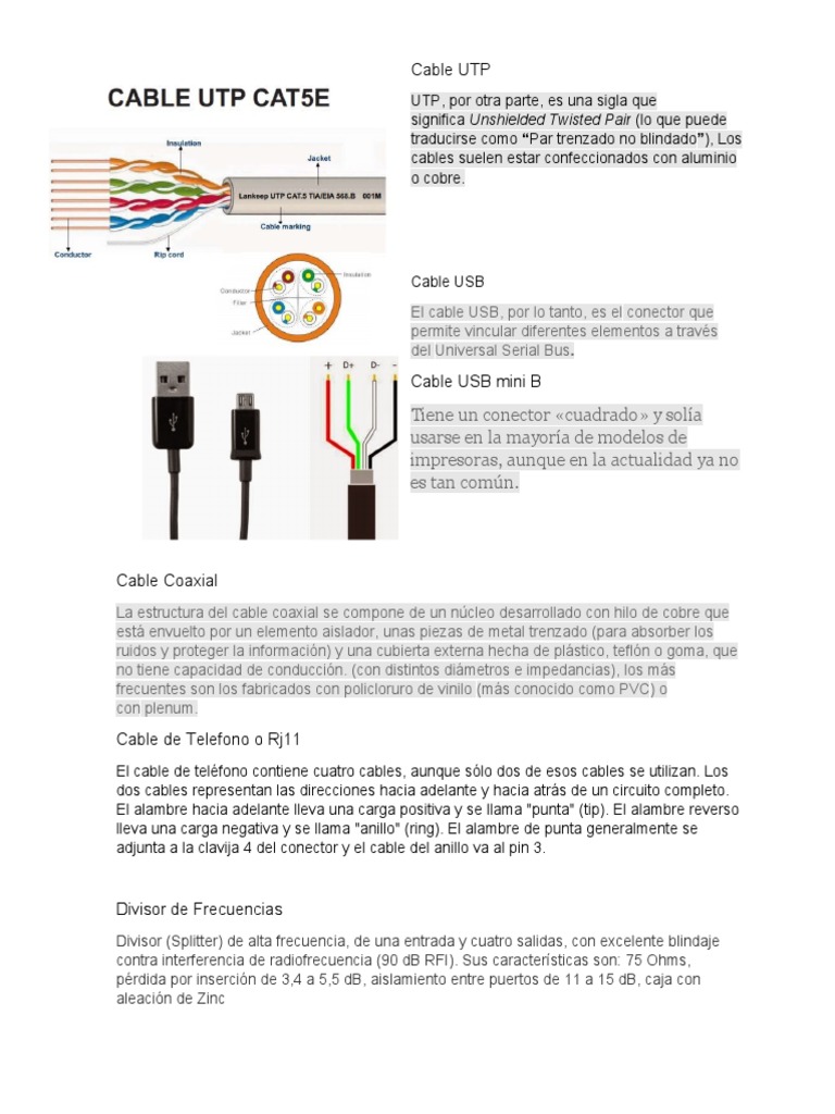 Cable UTP | PDF | Cable coaxial | Electrónica
