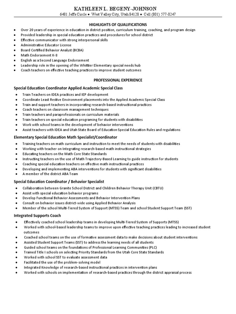 Special Education Leadership Resume | PDF | Individualized Education ...