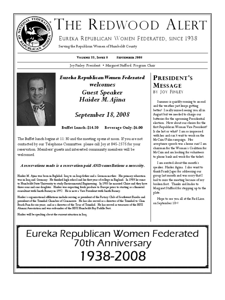 HRWF September 2008 Redwood Alert | PDF | Theodore Roosevelt | Sarah Palin