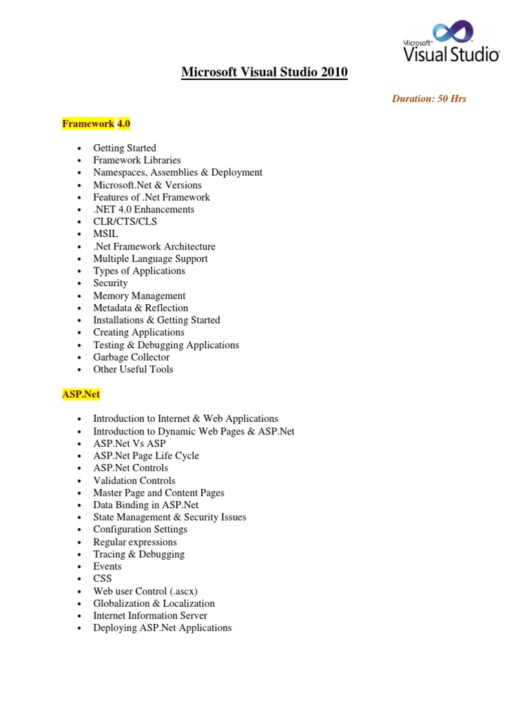 Microsoft Visual Studio 2010 PDF | PDF | Active Server Pages ...