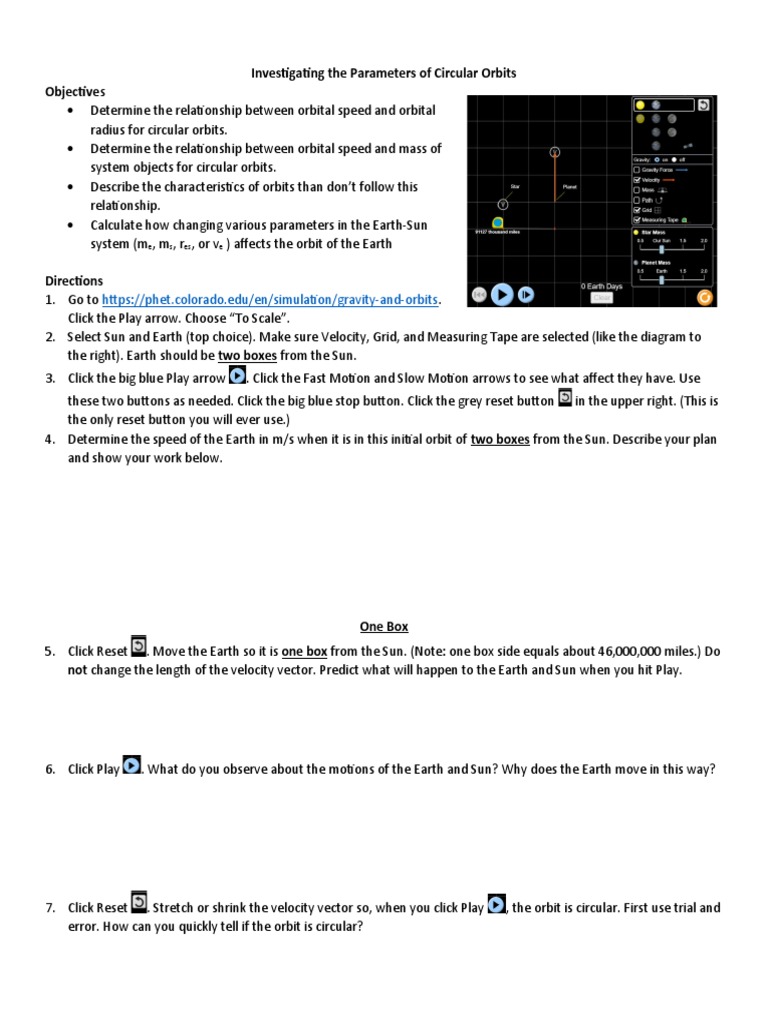 Investigating The Parameters of Circular Orbits | PDF | Orbit | Sun