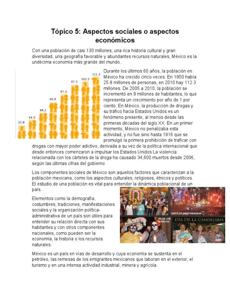 Tópico 5 Aspectos Sociales o Economicos | PDF | Población | México