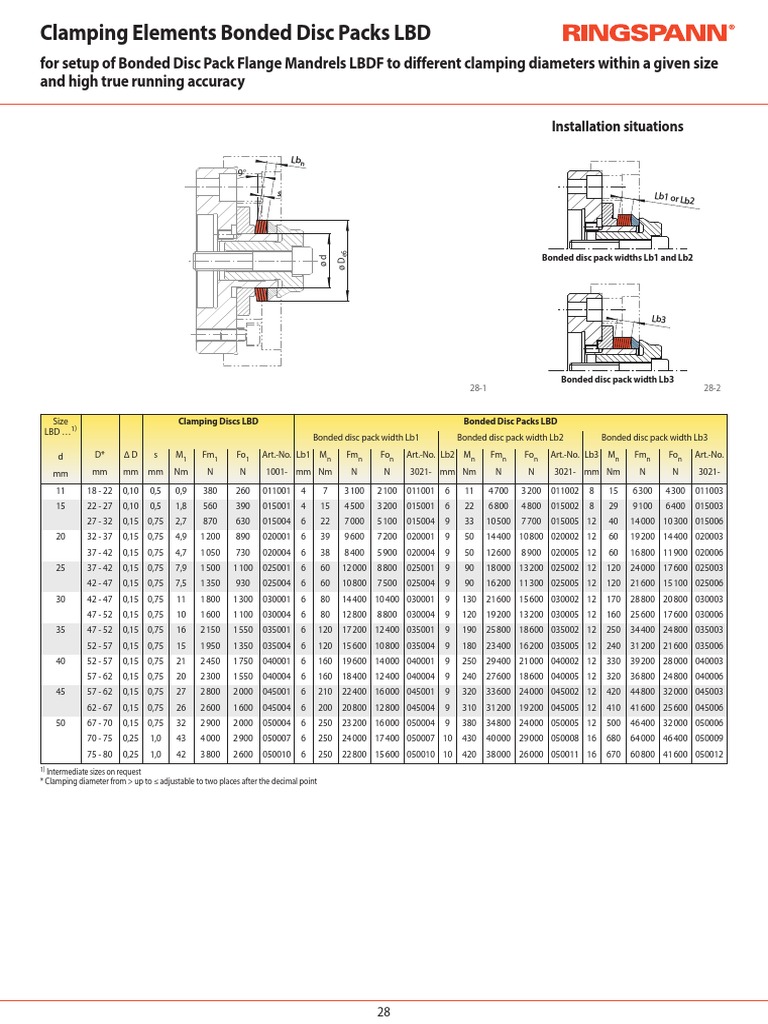 Clamping Elements Bonded Disc Packs LBD | PDF | Mechanical Engineering ...