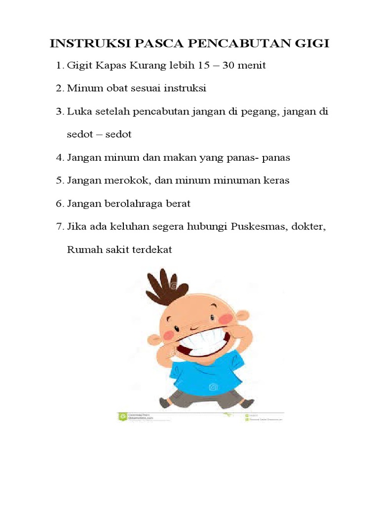 Instruksi Pasca Pencabutan Gigi | PDF