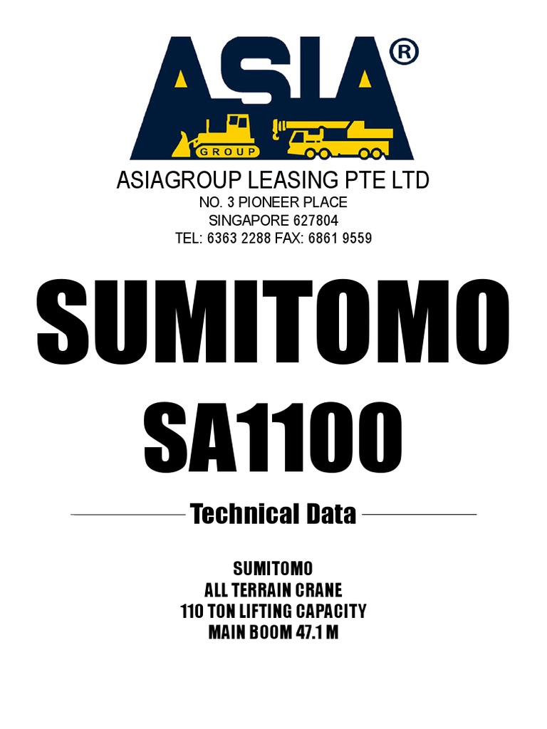Crane Sumitomo Sa1100 - Spec - en | PDF | Crane (Machine) | Brake