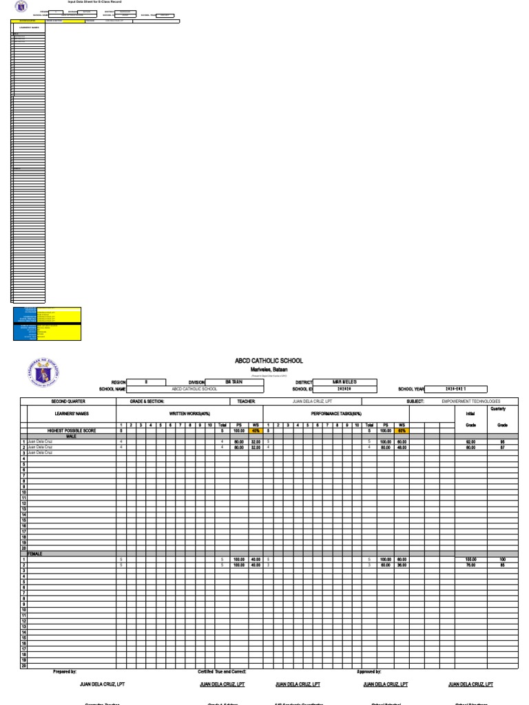 SHS Grading Sheet for Empowerment Tech | PDF | Learning | Cognition
