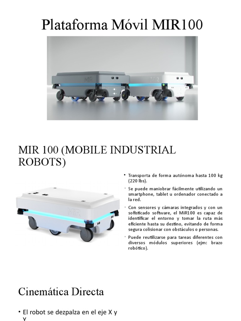 Robot Autónomo MiR100: Innovación Móvil | PDF