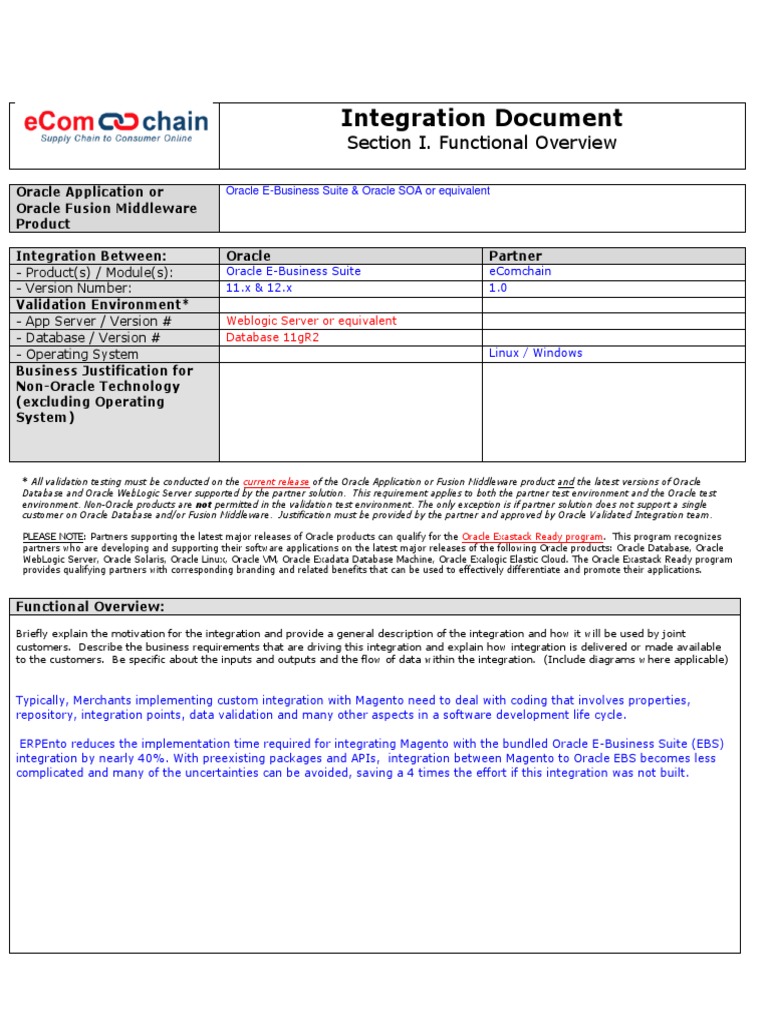 OVI Technical Integration Overview Template | PDF | Oracle Corporation ...