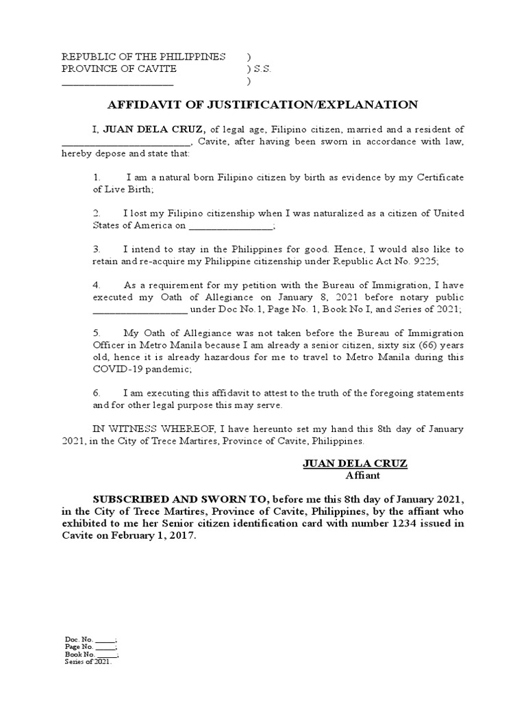 Affidavit of Justification B.I. | PDF