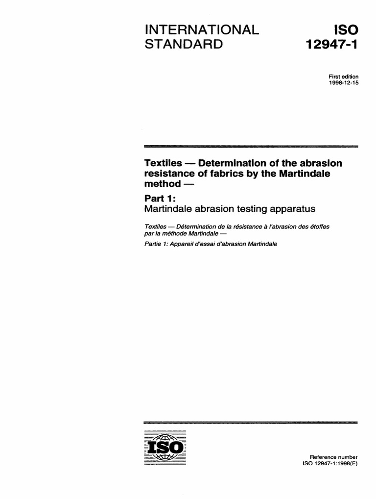 Abrasion ISO12947-1 | PDF