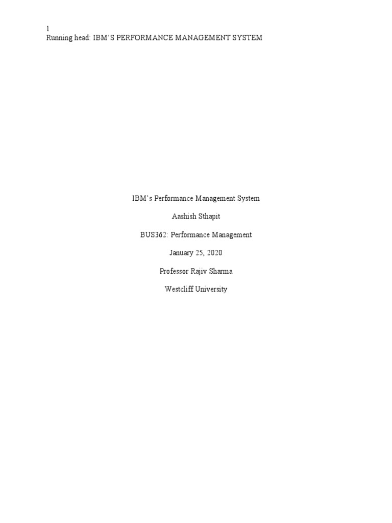 1 Running Head: Ibm'S Performance Management System | PDF | Performance ...