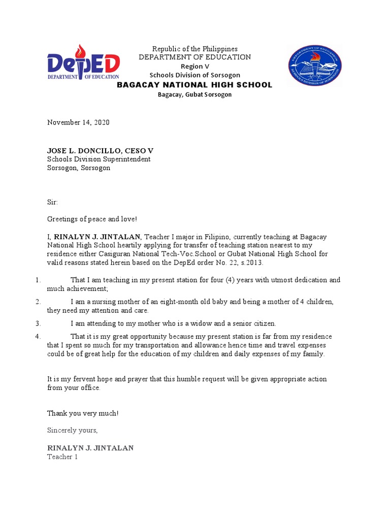 Letter of Intent To Transfer | PDF