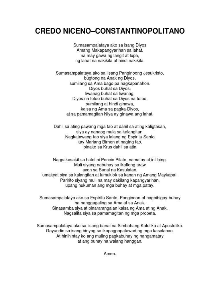 Credo Niceno-Constantinopolitano PDF | PDF