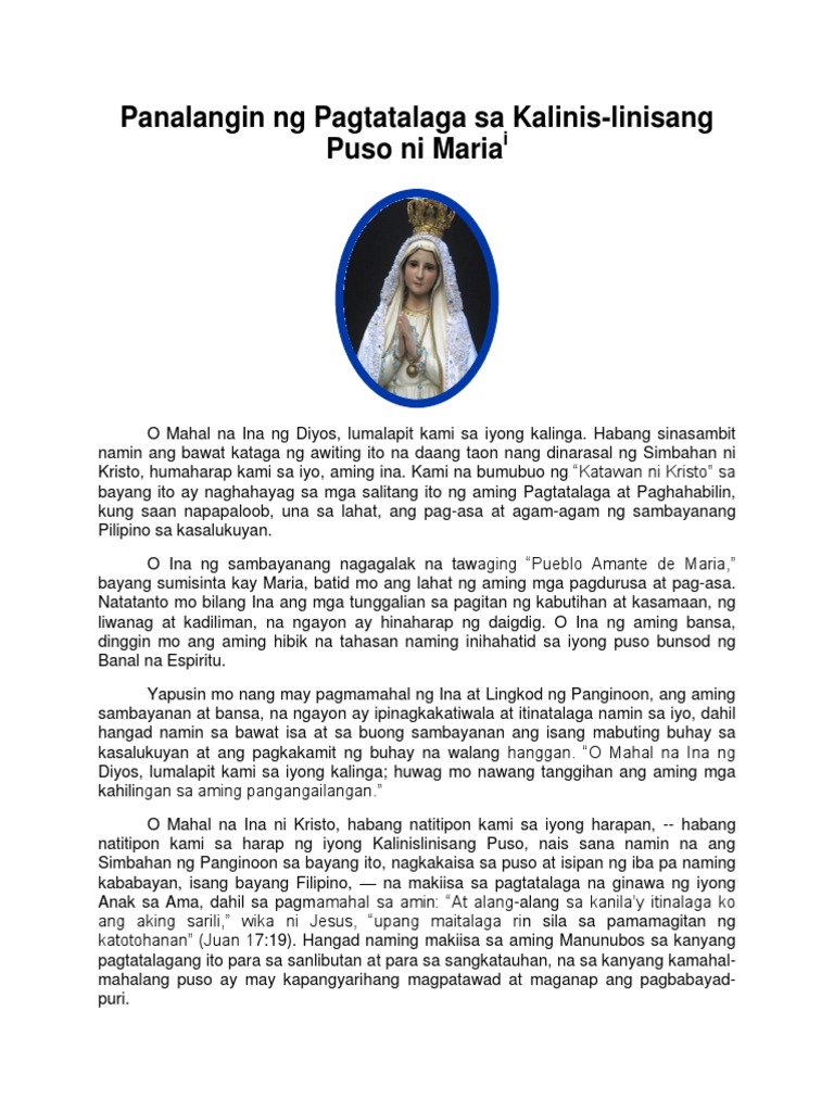 Panalangin NG Pagtatalaga | PDF