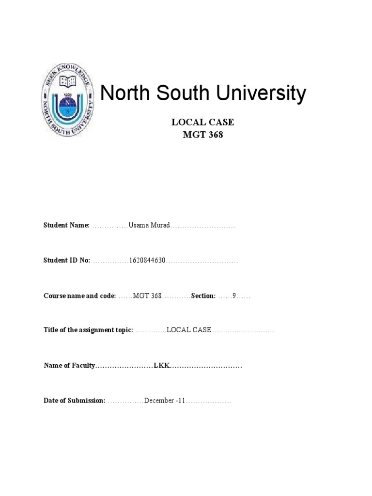 Usama Murad - MGT368.9 - Local Case - Fall 2020 | PDF | Retail | Grocery Store