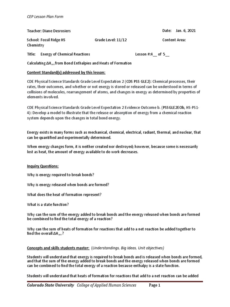 AP Chem 6.7 and 6.8 Calculating Delta H RXN From Bond Enthalpies and ...