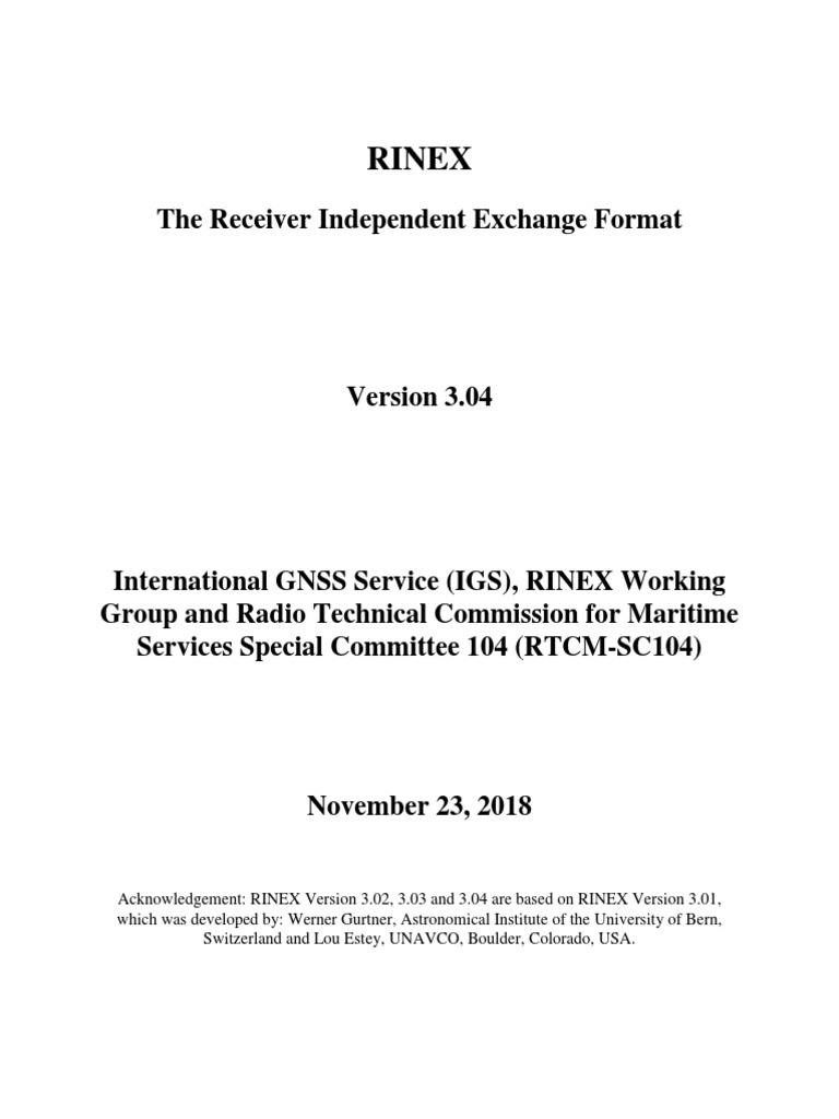 RINEX 3.04 Format Guide | PDF | Global Positioning System | Navigation
