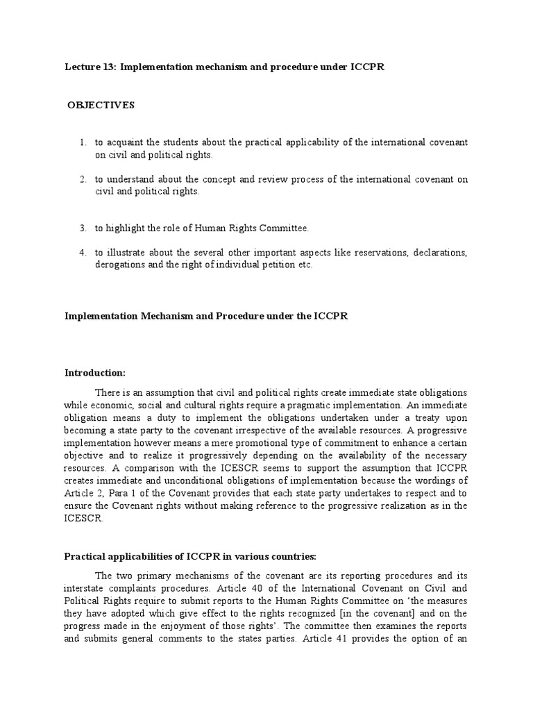 ICCPR Implementation Mechanism and Procedure | PDF | Treaty | Human Rights