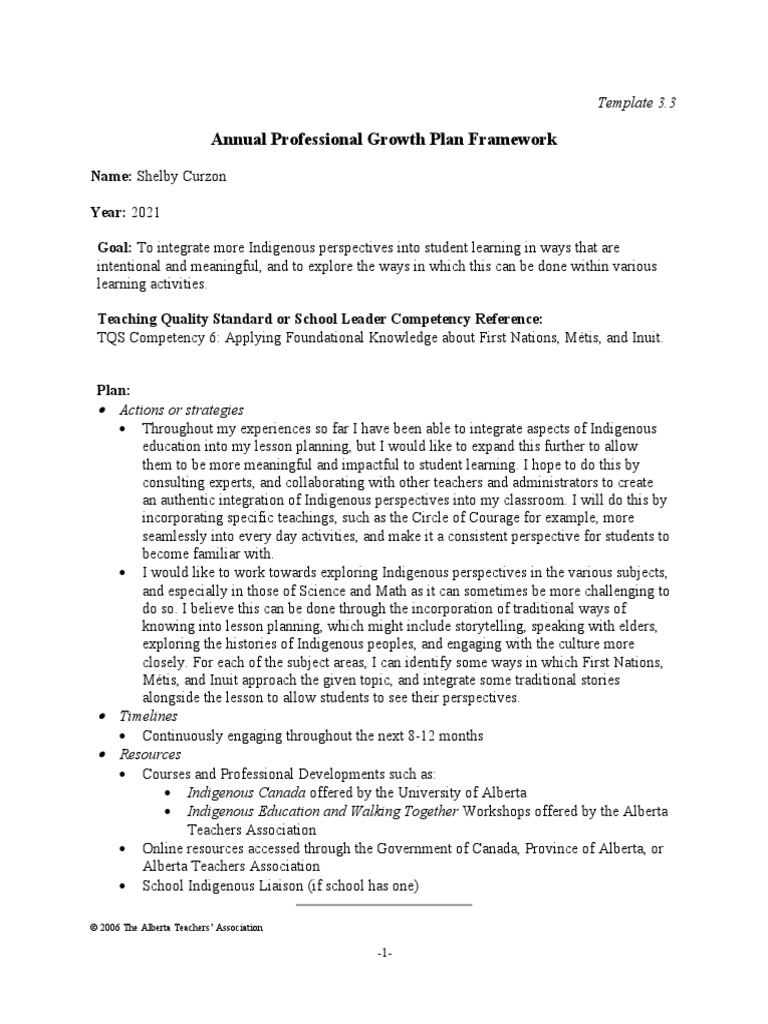 Teacher Professional Growth Plan | PDF | Lesson Plan | Pedagogy