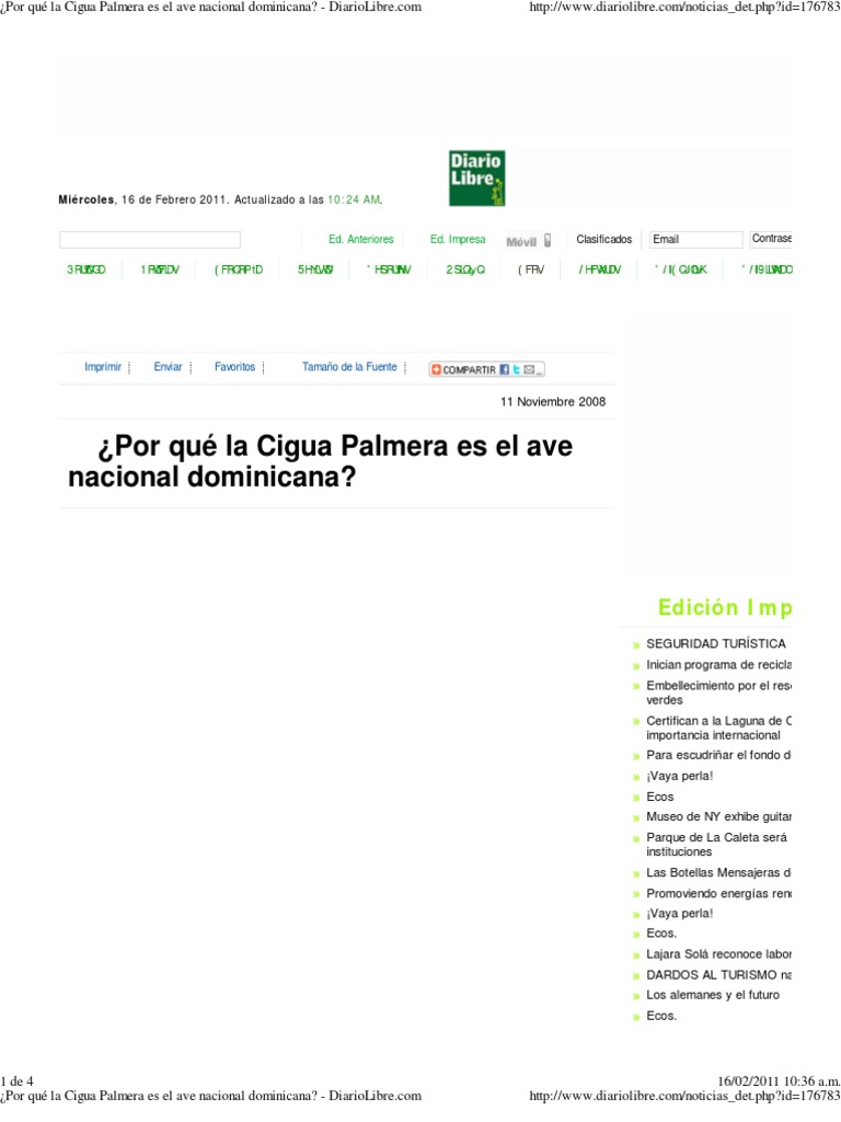La Cigua Palmera: Ave Nacional Dominicana | PDF | Aves | Paravianos