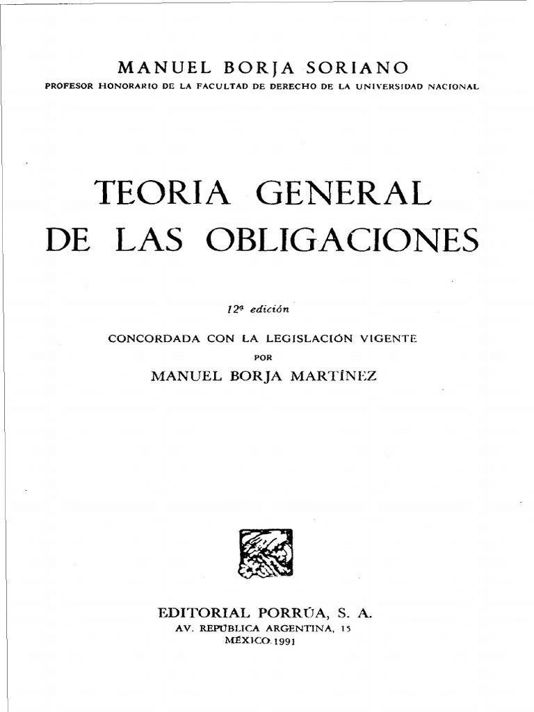 Teoria General de Las Obligaciones: Manuel Borja Soriano | PDF | Subrogación | Derecho civil ...