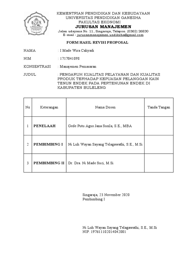 Form Hasil Revisi PROPOSAL | PDF Form Hasil Revisi PROPOSAL | PDF
