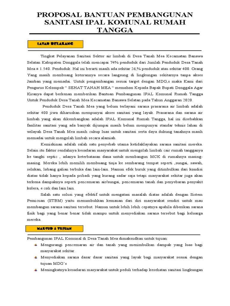 Bantuan IPAL Komunal Tanah Mea | PDF