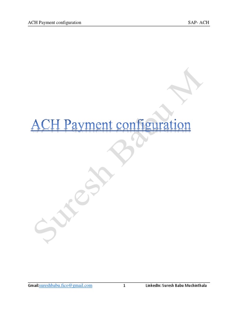 ACH Payment Configuration in SAP | PDF | Payments | Automated Clearing ...