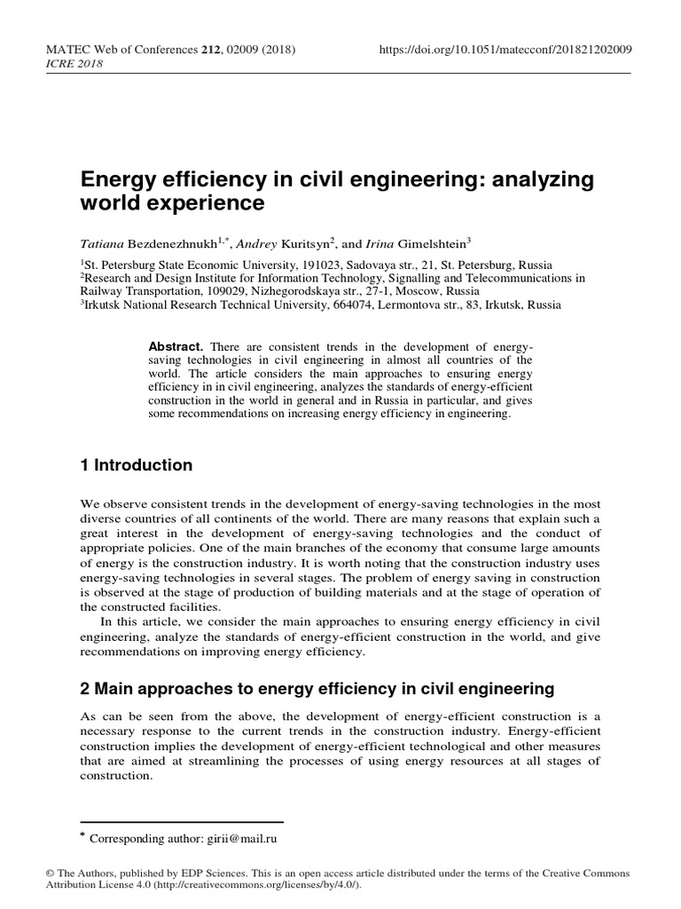 Energy Efficiency in Civil Engineering Analyzing W PDF | PDF ...