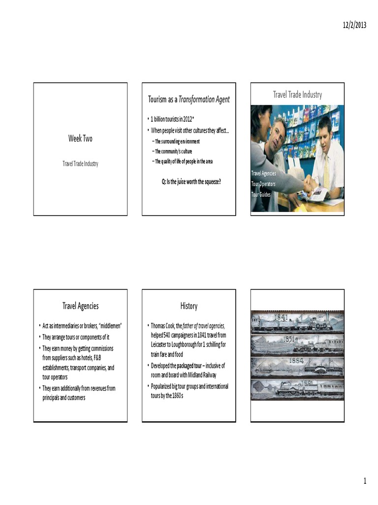 Tourism As A Transformation Agent: Travel Trade Industry | PDF | Travel ...