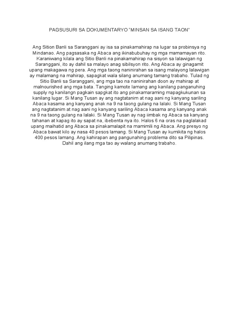 Pagsusuri Sa Dokumentaryo | PDF