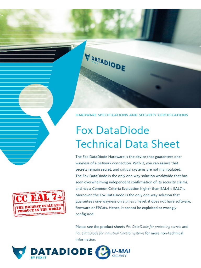 Fox DataDiode Technical Data Sheet 1 | PDF | File Transfer Protocol | Computer Network