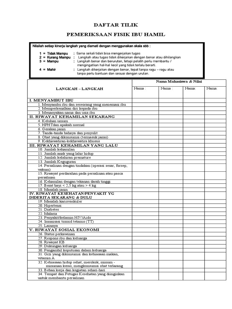 Daftar Tilik Anc Inc PNC | PDF | Kesehatan Holistik