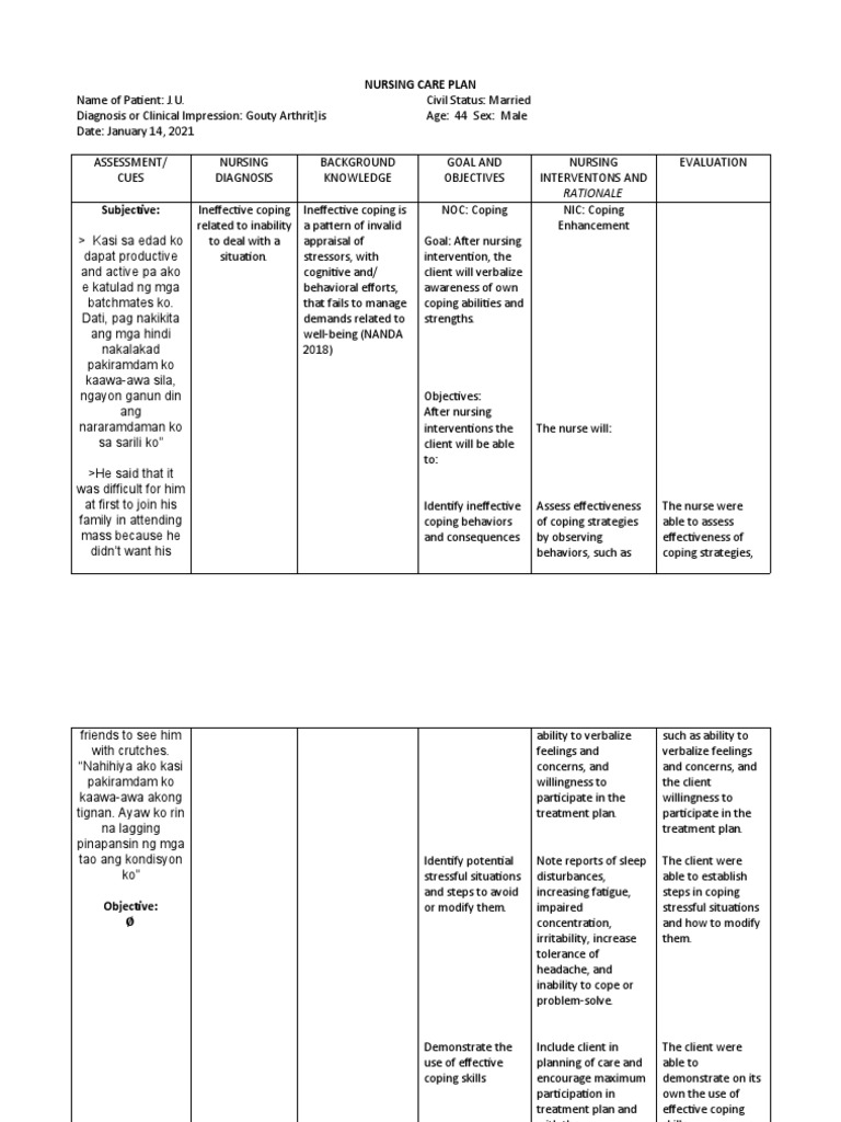 Nursing Care Plan: Rationale | PDF | Human Nature | Cognition