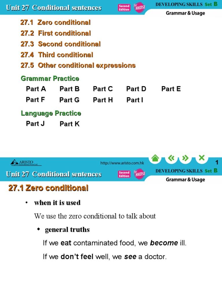 27.1 Zero Conditional 27.2 First Conditional 27.3 Second Conditional 27.4 Third Conditional 27.5 ...