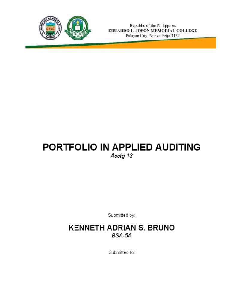 Portfolio in Applied Auditing: Kenneth Adrian S. Bruno | PDF ...