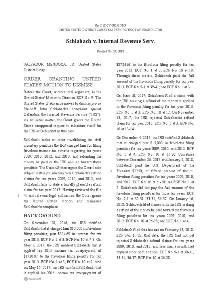 Schlabach v. Internal Revenue Service | PDF | Internal Revenue Service ...